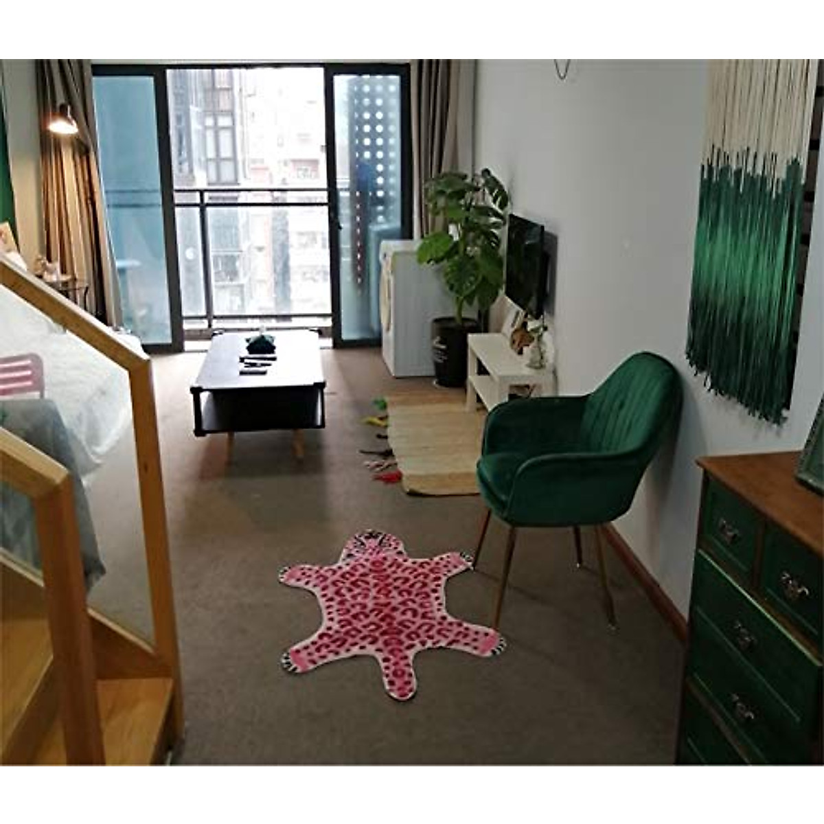 Pink Leopard Print Area Rug Faux Cowhide Cheetah Fur Skin Carpet Non-Slip Animal Printed Area Rug Throw Rugs Floor Carpet for Door Mat Bedrooms Room Decor (3.3x2.95Ft, Pink Leopard)