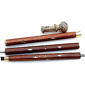 Brass Knob Designer Handle Vintage Style Wooden Walking Stick Cane Gift 3 Fold Wooden Walking Cane