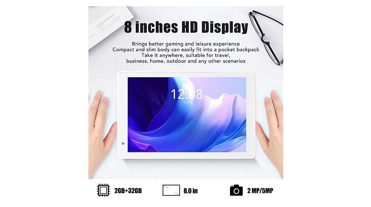 DAUZ 8-Inch Tablet with Dual Cameras and 5G WiFi - Perfect for Travel ...