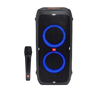 JBL PartyBox 310 Premium High Power Portable Wireless Bluetooth Audio System Bundle PMB100 Wired Dynamic Vocal Mic - Black