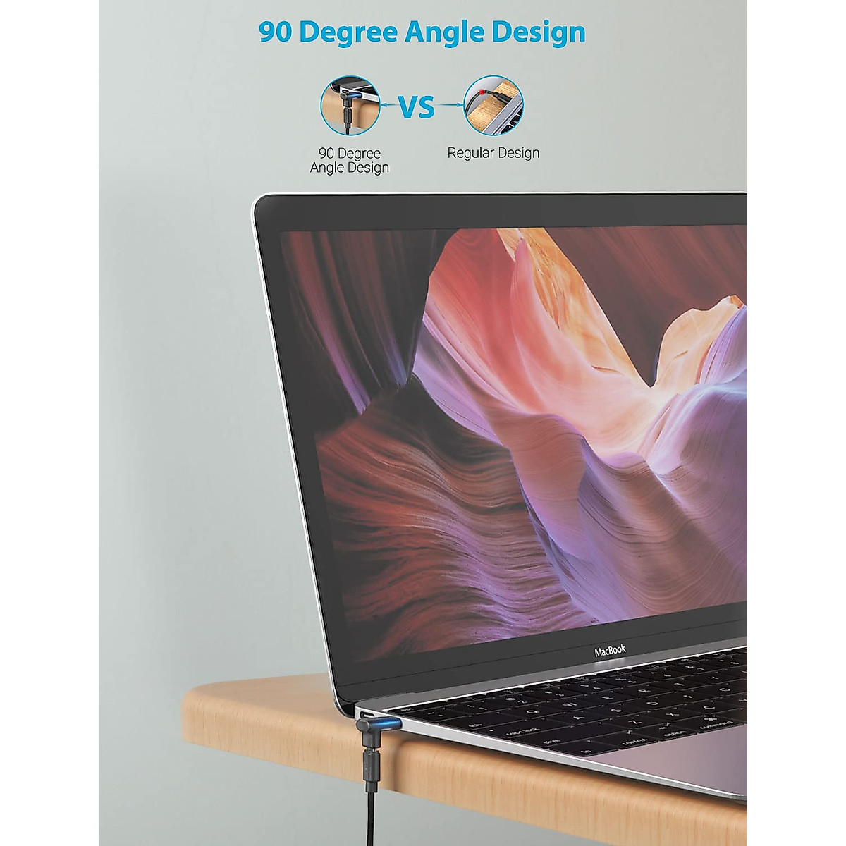 URWOOW Right Angle Type C USB 3.1 Adapter Extension 90 Degree Male to Female Right & Left Angled Extension (2 Pack)