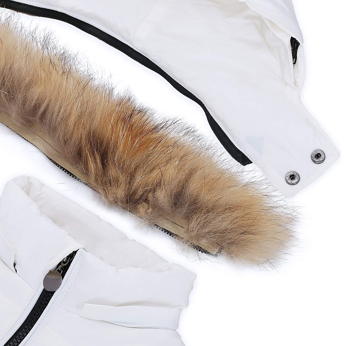 SANMIO Baby Boys Girls Two Piece Snowsuit, Toddler Winter Hooded Puffer Down Jacket Coat with Ski Bib