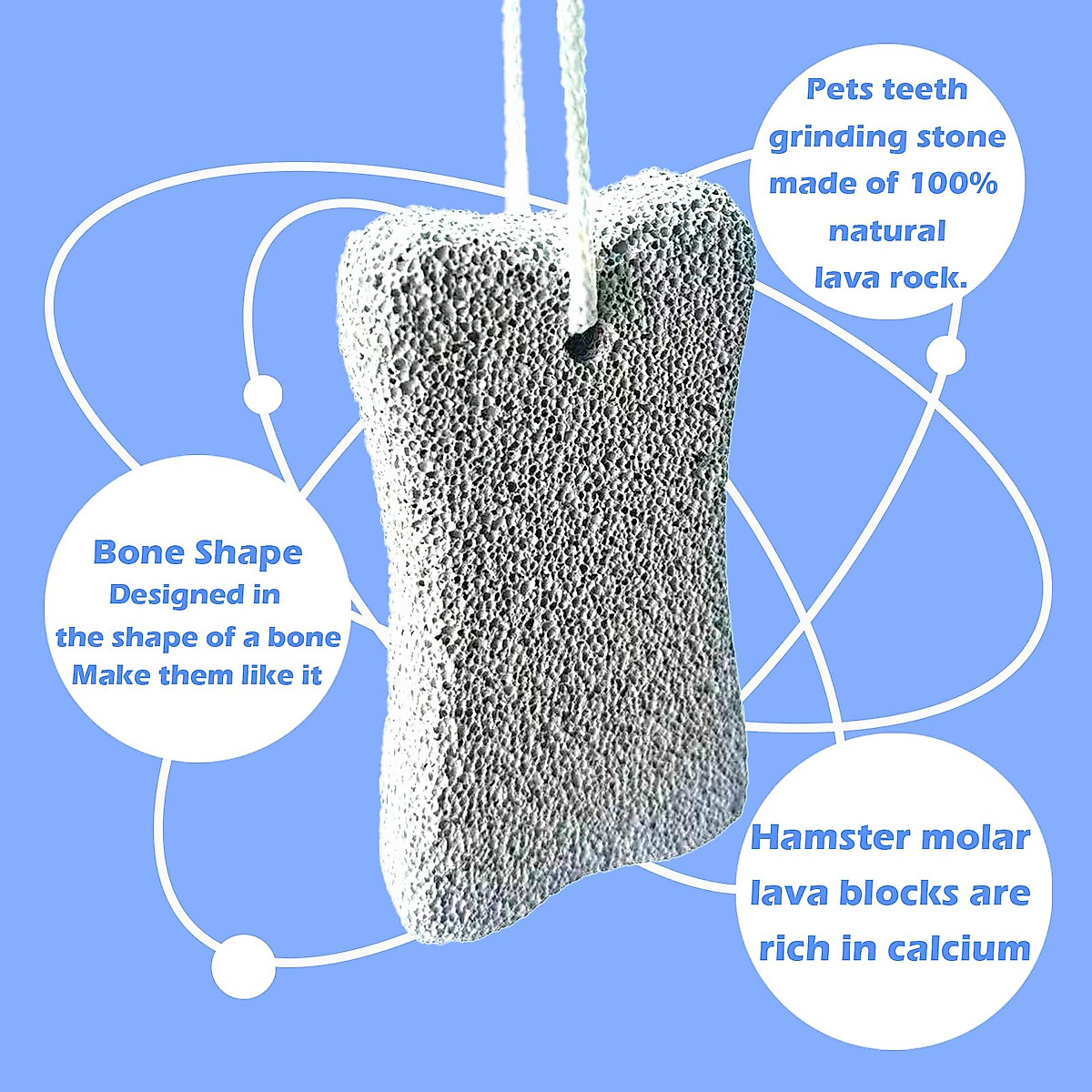 MUYG 5.12 Inch Rabbit Lava Blocks,6 Pcs Small Animals Chews Toys High Calcium Hamster Lava Teeth Grinding Stone for Rabbits Guinea Pig Rats Bunny Hamsters Chinchilla(White)