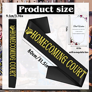 Homecoming Court Sashes with Gold Glitter, 4 Count Bulk Pack Black Homecoming Party Prom Sash for Pageants Homecoming Party School Dance Graduation Party Decorations Accessories (Black + Gold)