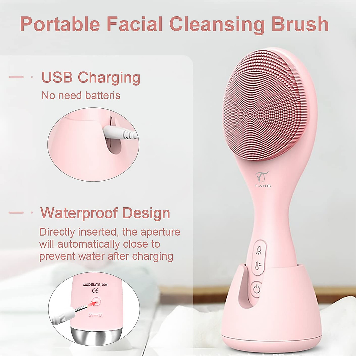 Sonic Face Brush, Sonic Facial Cleansing Brush, Silicone Face Exfoliator Brush Cleanser with Heated Massage and Light Design for Gentle Exfoliating|Massaging|Skin Clean