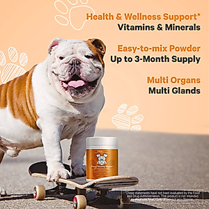 DNA PET Happy Healthy Organs & Glands Supplement for Dogs, Freeze-Dried Raw Grass-Fed Beef Liver Heart Kidney Spleen Pancreas Bone Marrow, Bovine Thymus Multi Organ Powder, Canine Vitamins, 3 oz