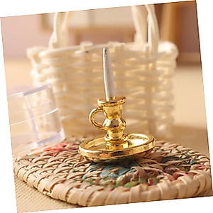BESPORTBLE Mini Candlestick Decor Candle Holder Home Decor Doll House Candlestick Models Creative Mini Decor Mini House Decor Doll House Prop Mini Accessory Realistic Miniature Decor Alloy