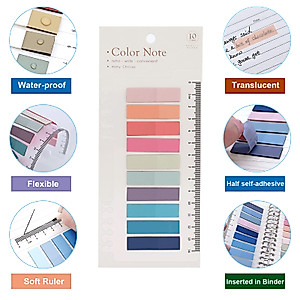 2400 Pcs Morandi Sticky Tabs, 12 Sheets Sticky Index Tabs, Book Tabs, Page Markers, Colorful Book Annotating Tabs, Page Tabs, Sticky Flags, Transparent Sticky Note Tabs, File Index Tabs with Ruler