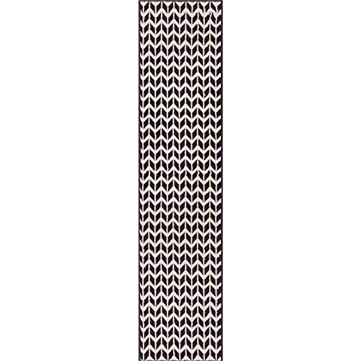 Well Woven Chevron Black 2' x 7'2" Runner Rug Carpet