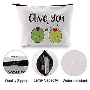 VAMSII Olive You Makeup Bag Funny Olive Gift I Love You Gifts Olive Lovers Gifts Anniversary Romantic Gifts Olive Pun Gifts (Makeup Bag)
