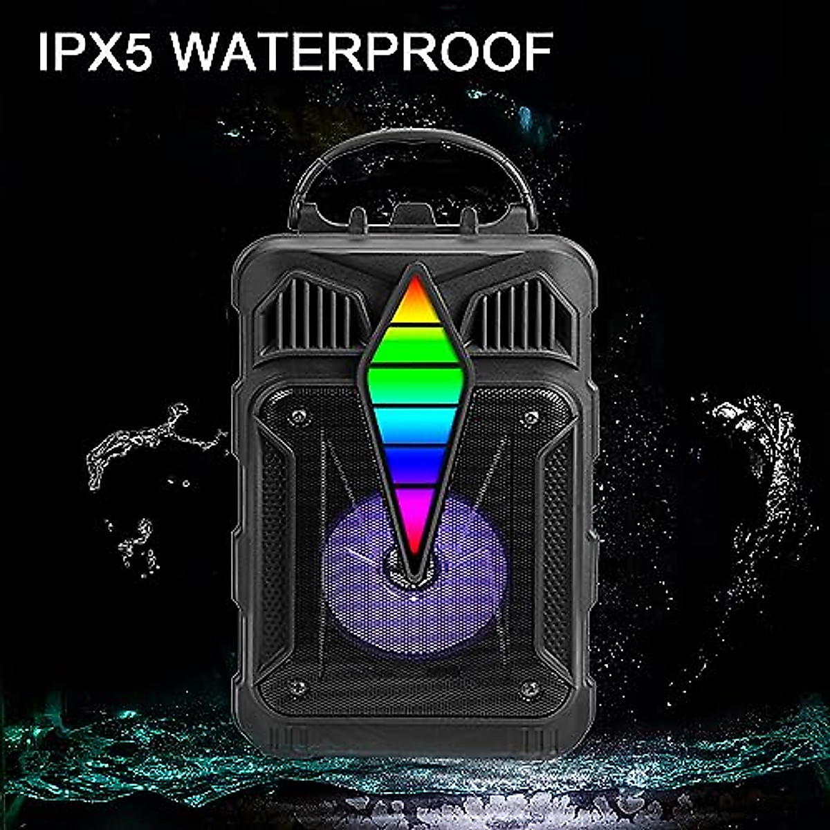 CZRXLLGD Bluetooth Speaker, IPX5 Waterproof Speaker with HD Sound, RGB Multi-Colors Rhythm Lights, Up to 8H Playtime, TWS Pairing, Portable Wireless Speakers for Home, Party