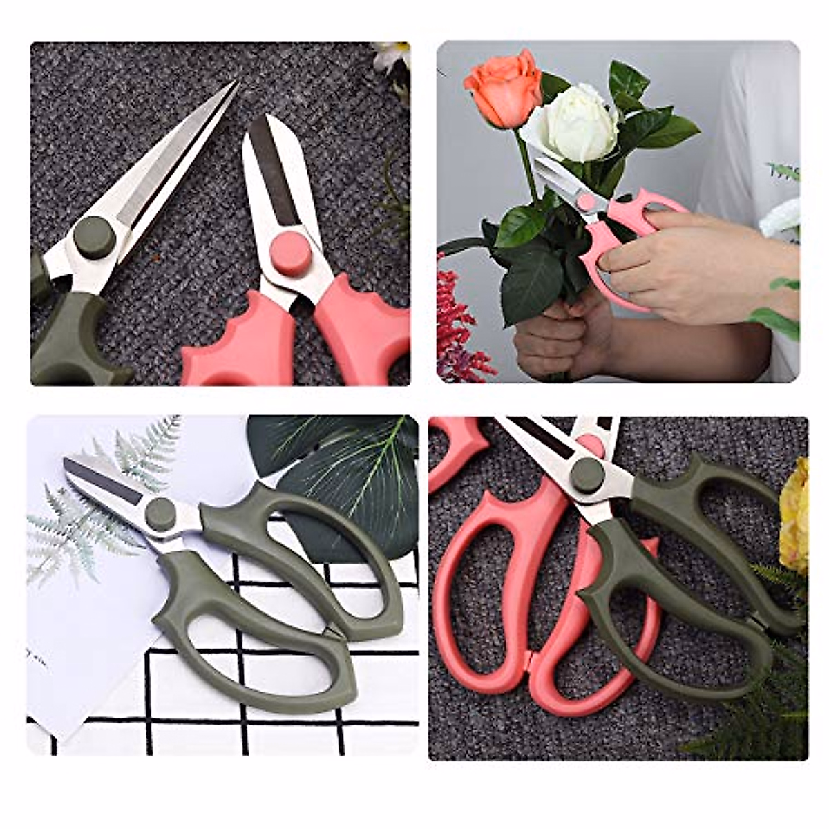 Leize Garden Flower Scissors, Premium Thickened Stainless Steel Floral Shears, Strong Pruner for Flowers, Branches and Leaves