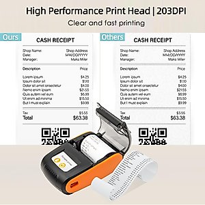 Sunydog Portable Receipt Printer,58mm Mini Thermal Printing Wireless BT USB Mobile Printer with 2 Inch Thermal Paper Roll Compatible with Android/iOS/Windows System for Small Business Restaurant