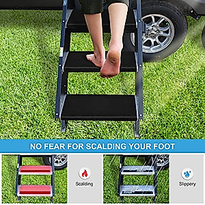 Maypott RV Step Rugs 3 Packs for Fold Up Straight Steps, 23 Inch RV Step Cover Mat, Non Slip Wrap Around RV Trailer Stair Covers, Camper Carpets for Outside and Travel