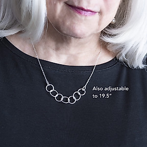 EFYTAL Happy 70th Birthday Gifts for Women Necklace, Sterling Silver 7 rings seven Decades Necklaces Gift Ideas