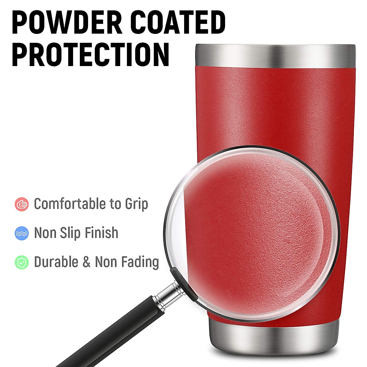 COMOOO 20oz Double Wall Vacuum Insulated Travel Mug, Stainless Steel Tumbler with Lid and Straw Durable Powder Coated Insulated Coffee Cup for Cold & Hot Drinks (Red, 6 PACK)