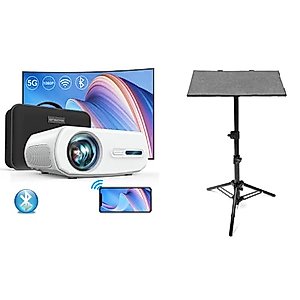 ONOAYO Projector Native 1080P 5G WiFi and 5.1 Bluetooth Projector & ONOAYO Adjustable Projector Tripod Stand