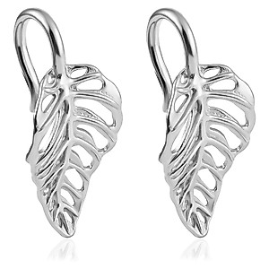 DOEARKO 2PCS Fashion Leaves Ears Gauges Hanger Ear Plugs Body Piercing Tunnels 316 Stainless Steel Hypoallergenic Body Jewelry (For Lobe in 6G (4mm) or Larger, Silver)