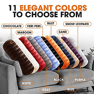 Cheer Collection Faux Fur Cylinder Pillows - Decorative Bolster Pillows for Couch & Bed - Machine Washable - 8” x 24” Inch (Set of 2) - Chocolate