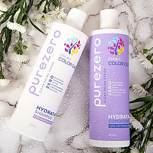 Purezero Clean Color Care Hydrating Shampoo & Conditioner Set - Toning, Balance for Color Treated Hair - Hydrate Dry Hair - Zero Sulfates, Parabens