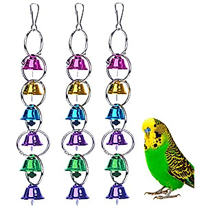 Fejapa 3 Pack Bird Bells Toy Chewing Hanging Ring Toy Cage Bite for Pet Budgie Parakeet Cockatiel Conure Macaw African Grey Eclectus Cockatoo Finches Lovebird Quaker Parrot Finch Canary