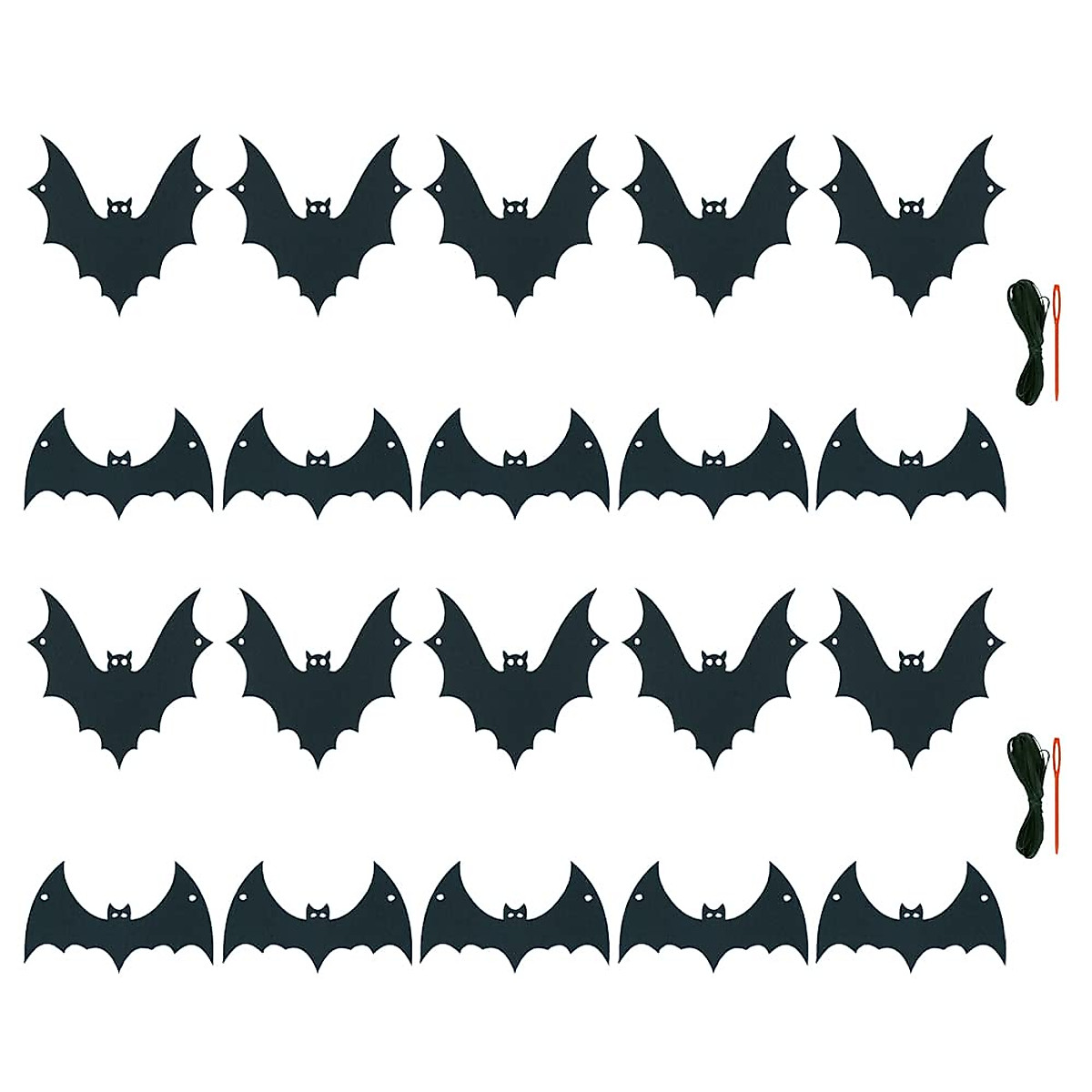 SaktopDeco 2 Pack Felt Black Bat Garland Banner Flying Bats for Fireplace Haunted House Halloween Themed Party Decorations