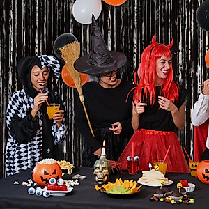 3 Pack Black Halloween decorations,Halloween Party Decorations,3.28 x 9.84 ft Halloween backdrop Curtain Fringe Tinsel Birthday Decor Party Streamers Party Supplies for Wedding Black Party Decorations