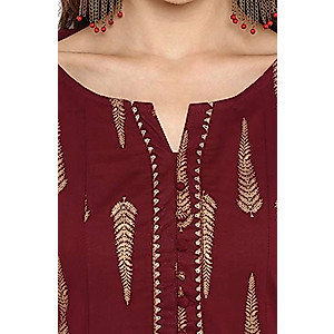 Janasya Indian Women's Tunic Tops Cotton Kurti for Women(JNE3030-KR-XXXL) Red