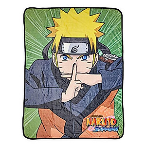 JUST FUNKY Naruto Shippuden Naruto Uzumaki Character Fleece Throw Blanket | Features Naruto Performing A Jutsu Attack | 60 x 45 Inches