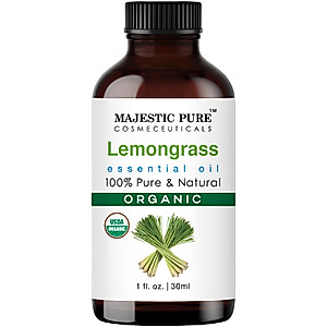 Majestic Lemongrass USDA Organic Essential Oil | 100% Organic | Premium Quality Oil for Aromatherapy, Massage, DIY Recipes| 1 fl oz