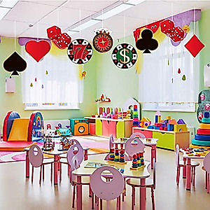 40 Pieces Versatile Casino Party Cutouts Las Vegas Casino Poker Themed Birthday Party Decoration Cutouts with Glue Dots for Bulletin Board Casino Party, 5.9 x 5.9 Inches