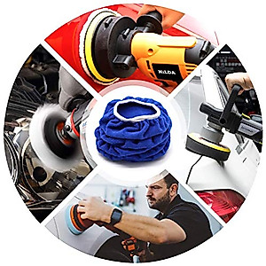 AUTDER Car Polishing Buffing Pads (7 to 8 Inch) Polisher Bonnet - Soft Mircofiber Max Waxer Pads - Polishing Bonnet for Most Car Polishers 6Pcs - Blue