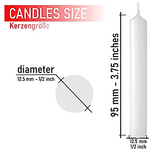 BRUBAKER Tree Candles - Pack of 20 - White - 3¾ x ½ Inches (9.5 x 1.27cm) - Made in Europe - Pyramids, Carousels & Chimes