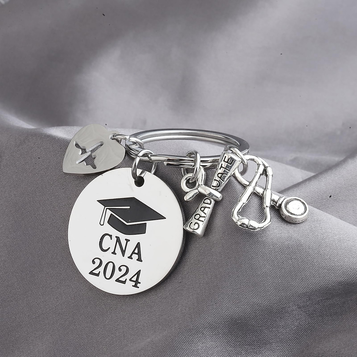 LQRI CNA 2024 Keychain CNA Gift CNA Stethoscope Medical Jewelry Certified Nursing Assistant Gift CNA Graduation Gifts(CNA)