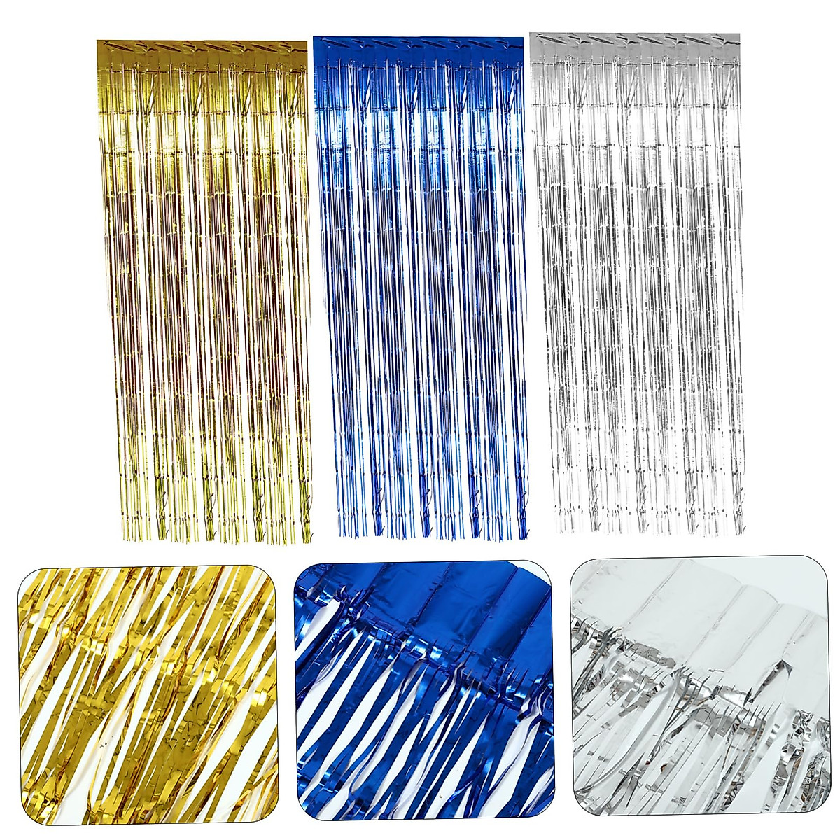 Abaodam 6 Pcs Rain Curtain Background Wall Metallic Fringe Curtains Metallic Tinsel Backdrop Gold Accent Decor Gold Streamers Fringe Curtains Party Decorations Plastic Props Aluminum Foil