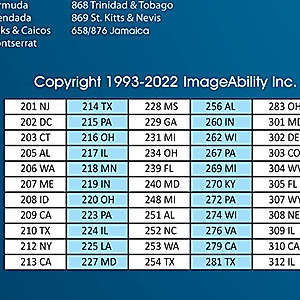 ImageAbility North America Laminated Gloss Time Zone Area Code Map with Reverse Lookup, Desk Size 11 by 17 Inches