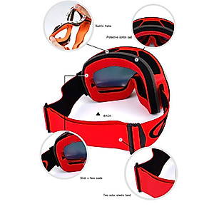 Jueshanzj Ski Goggles 100% UV Protection Snow Goggles for Men, Women Black frame + black film + black red belt