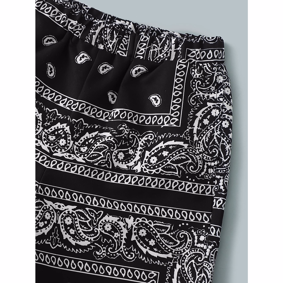 SOLY HUX Boys Boho Paisley Print Short Sleeve T Shirt and Shorts Set 2 Piece Outfits Black and White Paisley 13-14Y