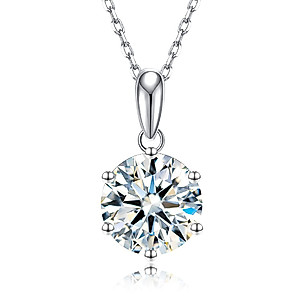 SecreTalk Moissanite Pendant Necklace 1-5CT 18K White Gold Plated silver D Color Ideal Cut Diamond Necklace for Women with Certificate of Authenticity (1CT)