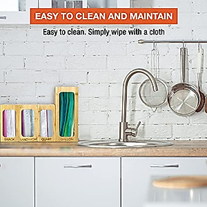 BOLKRO Ziplock Bag Organizer - MOSO Bamboo Plastic Zip Lock Bags Holder for Kitchen Drawer & Storage - For Gallon, Quart, Sandwich and Snack Size Baggie - Compatible with Ziploc, Solimo, Glad, Hefty