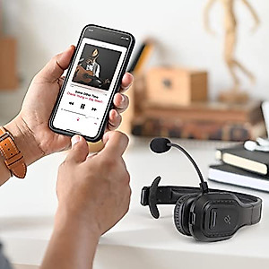 Aluratek Wireless Bluetooth 5.0 Headset with Noise Cancelling Boom Mic, for Car, Truck Driver, Business, School, Home Office, Cell Phones, PC & MAC, 34Hrs Talk Time (ABHM100F), Black