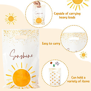 BZaber Boho Sun Party Favor Bag - 50Pcs Sunshine Gift Plastic Bags First Trip Around the Sun Party Favor Bags Groovy Hippie Boho Treat Bag for Kids Sunshine Party Decor Birthday Candy Bags Baby Shower