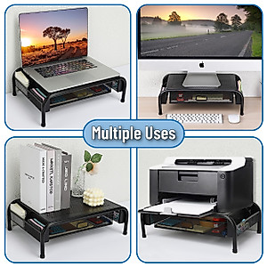 Mr. Pen- Metal Mesh Monitor Stand with Drawer, Computer Monitor Stand for Desk, Computer Stand for Desktop Monitor, Monitor Stand with Storage, Monitor Riser with Storage, Desktop Monitor Stand