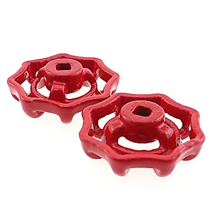 Caishun 2PCS Outdoor Faucet Handle 45MM Red Valve Handwheel Round Square Hole Shutoff Valve Water Switch Cast Iron Tap Handle Swivel Gate Valve Metal Outdoor Faucet Handle