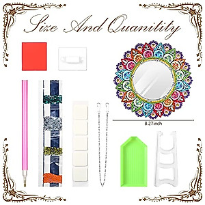 DIY Diamond Painting Mirror Mandala Crystal Diamond Painting Kit Plate Shaped 5D Diamond Art Makeup Mirror for Adults Kids Beginners Christmas Birthday Gifts Art Crafts Home Wall Table Decor (Classic)