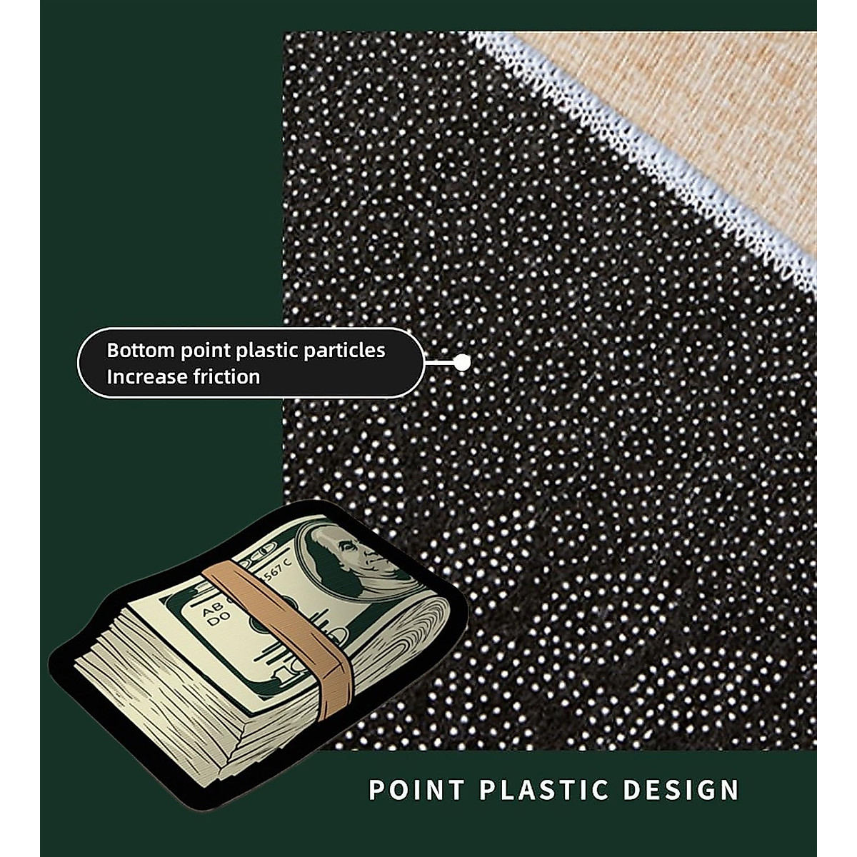 100 Dollar Bill Rug Art Money Carpet Cozy Soft Bedroom Carpets Living Mat Decoration Bathroom Be Absorbent Rug Rugs Room Door Mat (E, 23.6 * 35.4 in)