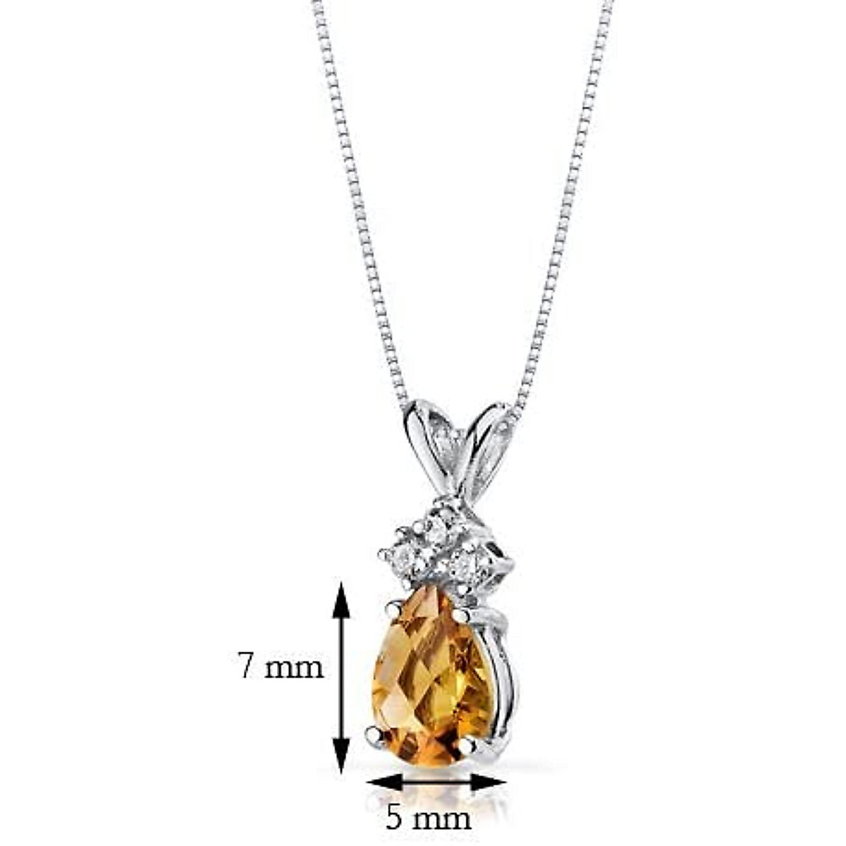 Dazzle Touch 2.00Ct Pear Cut Citrine Tear Drop Pendant Gift 14K White Gold Plated Free Chain