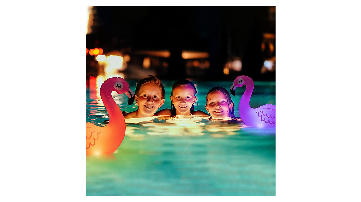 GLOW-MINGO TWINS Solar Flamingo Pool Lights - 8 Hour Glow
