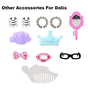 BARWA 40 PCS Doll Accessory Bags Crown Necklace Comb for 11.5 inch Doll Xmas Gift