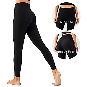 Lavento Women's All Day Soft Yoga Leggings Mid-Rise - No Front Seam Workout Active Legging for Woman (Black, 8)